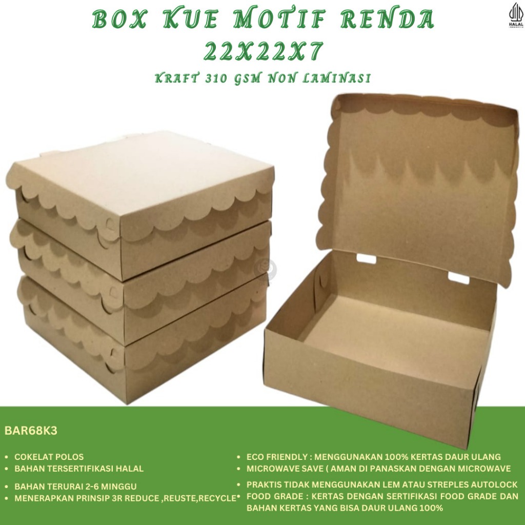 Jual Box Kue 22x22 Dus 22x22 Bahan 310 Gsm (BAR68K3-22X22X7 Cm ...