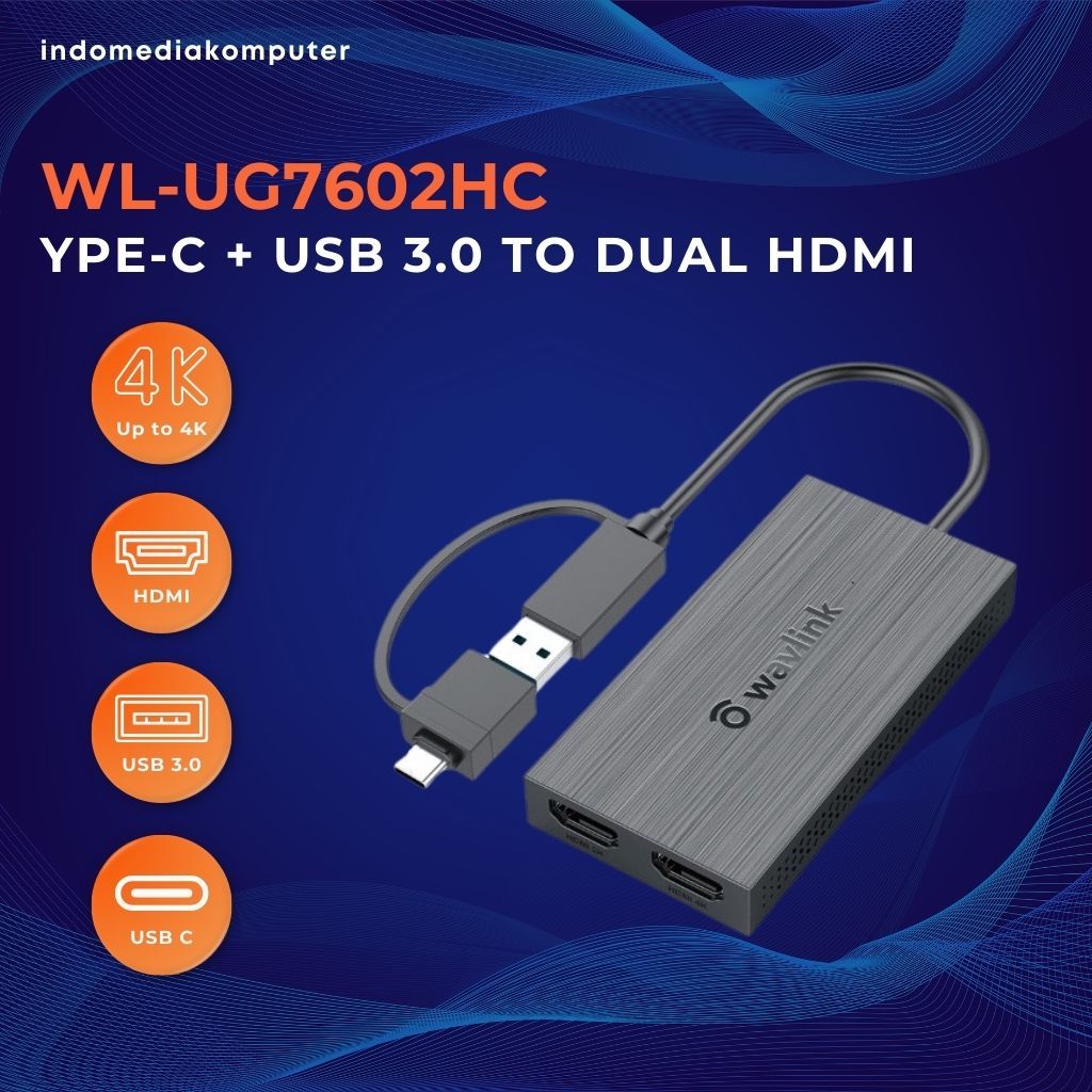 Jual TYPE-C + USB 3.0 TO DUAL HDMI WAVLINK WL-UG7602HC | Shopee Indonesia