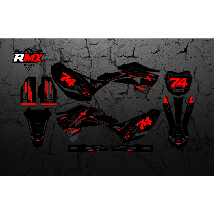 Jual DECAL GORDON FULLBODY (029) DEKAL STIKER KLX GORDON HITAM MERAH ...