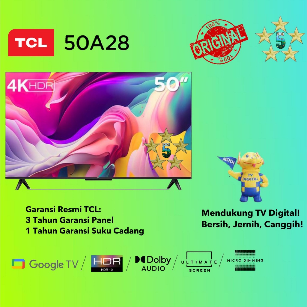 Jual TCL 50A28 - 50 Inch Google TV - 4K UHD - HDR10 | Shopee Indonesia