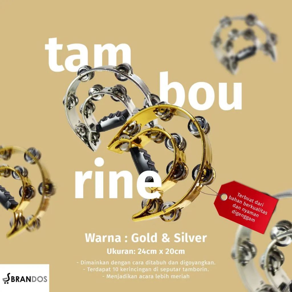 Jual Tamborin Double Head Kecrekan Tambourine Tamborine LT-301 HITAM ...