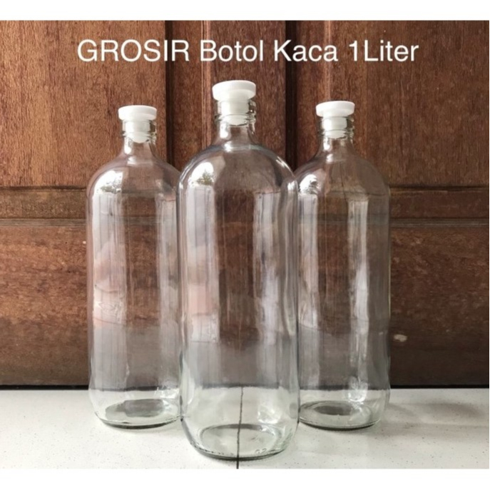 Jual Glass Bottle Botol Kaca Bening Dengan Penutup / Botol Kaca 1 liter ...