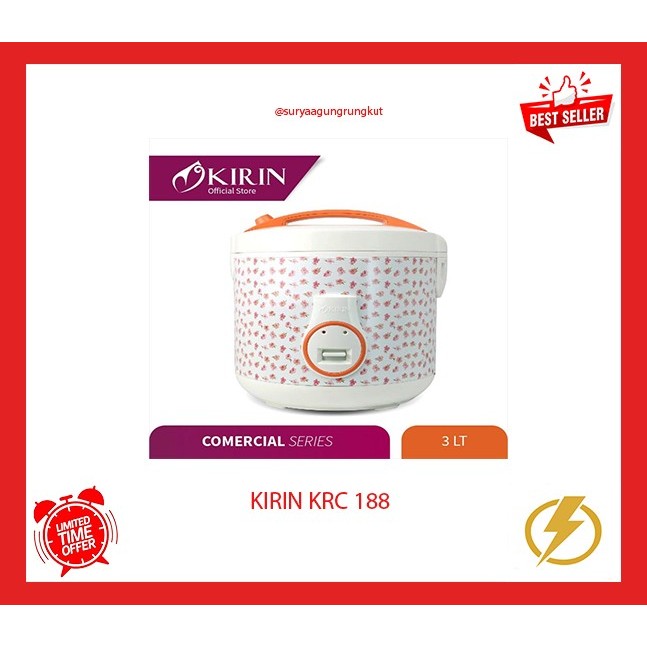 Jual RICE COOKER KIRIN 3 LITER DAYA 600 WATT - KRC 188 | Shopee Indonesia