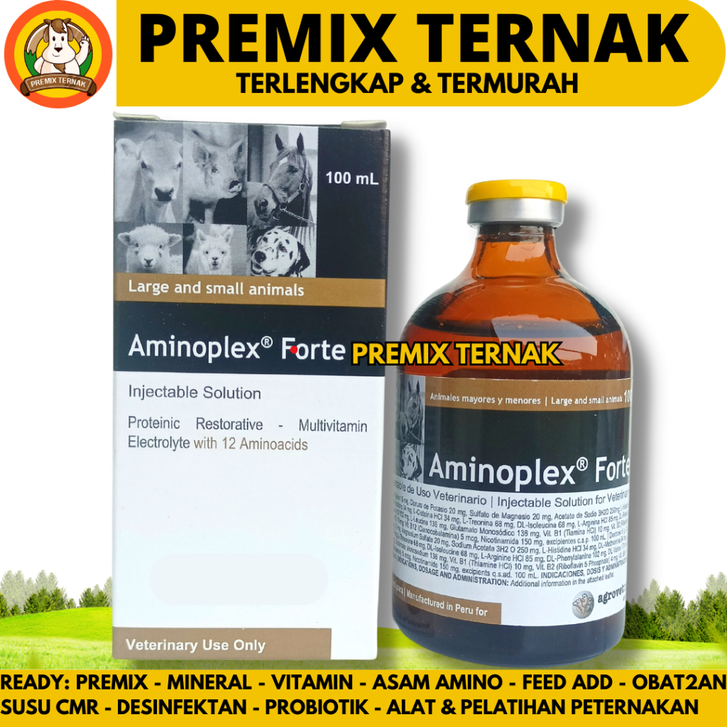 Jual AMINOPLEX FORTE 100ML AGROVET - Vitamin & Asam Amino Lengkap Hewan Sapi Kuda Kambing Anjing ...