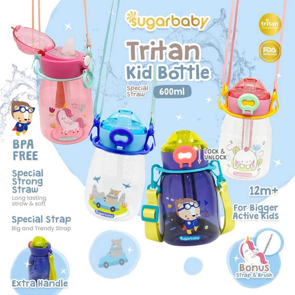 Jual Sugar Baby Tritan Kid Bottle Special Straw 600ml / Botol Minum ...