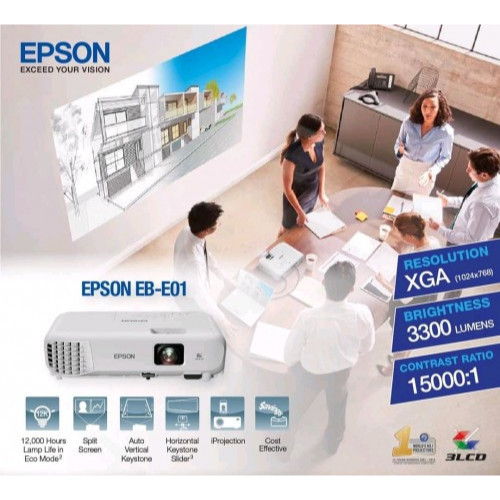 Jual Projector Epson EB E01 XGA 3300Lumens ( Garansi Resmi Epson) | Shopee Indonesia