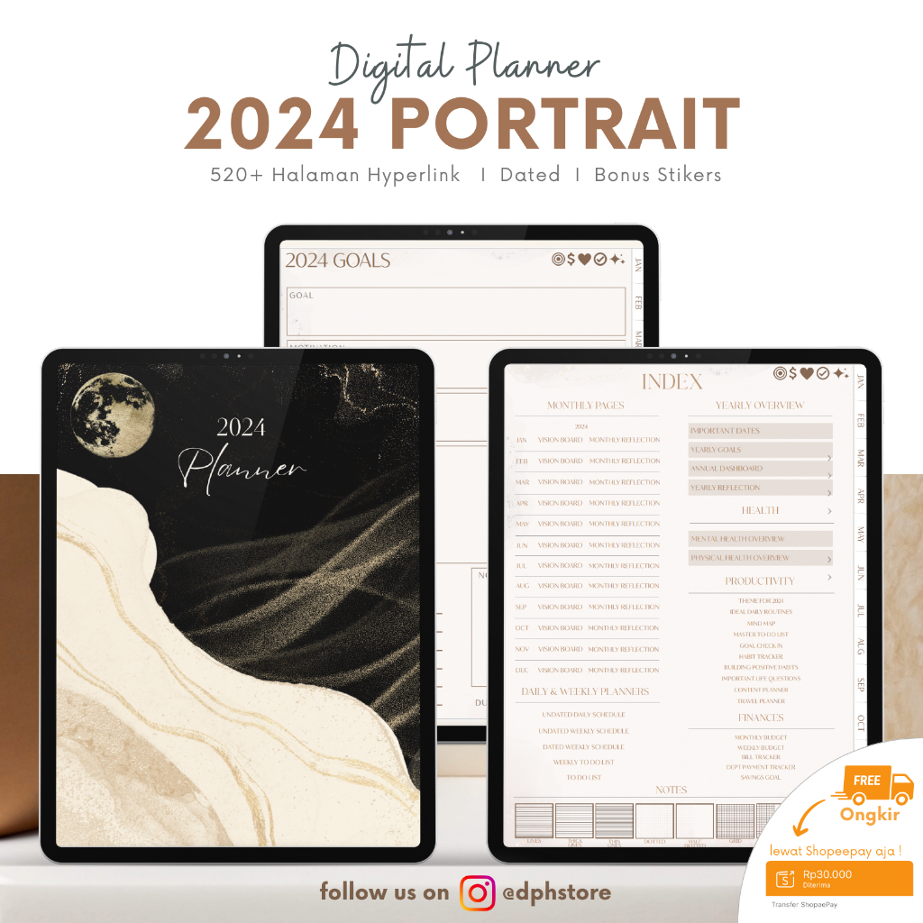Jual Digital Planner Dated tahun 2024 untuk iPad/Tablet Goodnotes ...