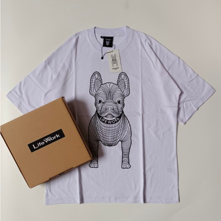 Jual Kaos T Shirt Baju Oversize Life Work Big Radog Putih | Shopee ...