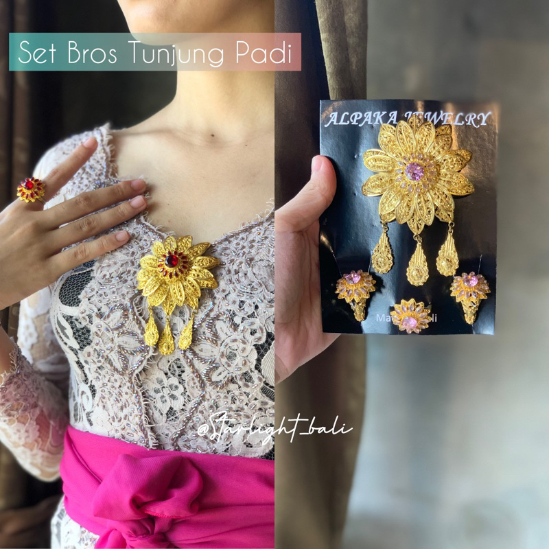 Jual Set Bros Tunjung Padi / aksesoris bali/ alpaka bali | Shopee Indonesia