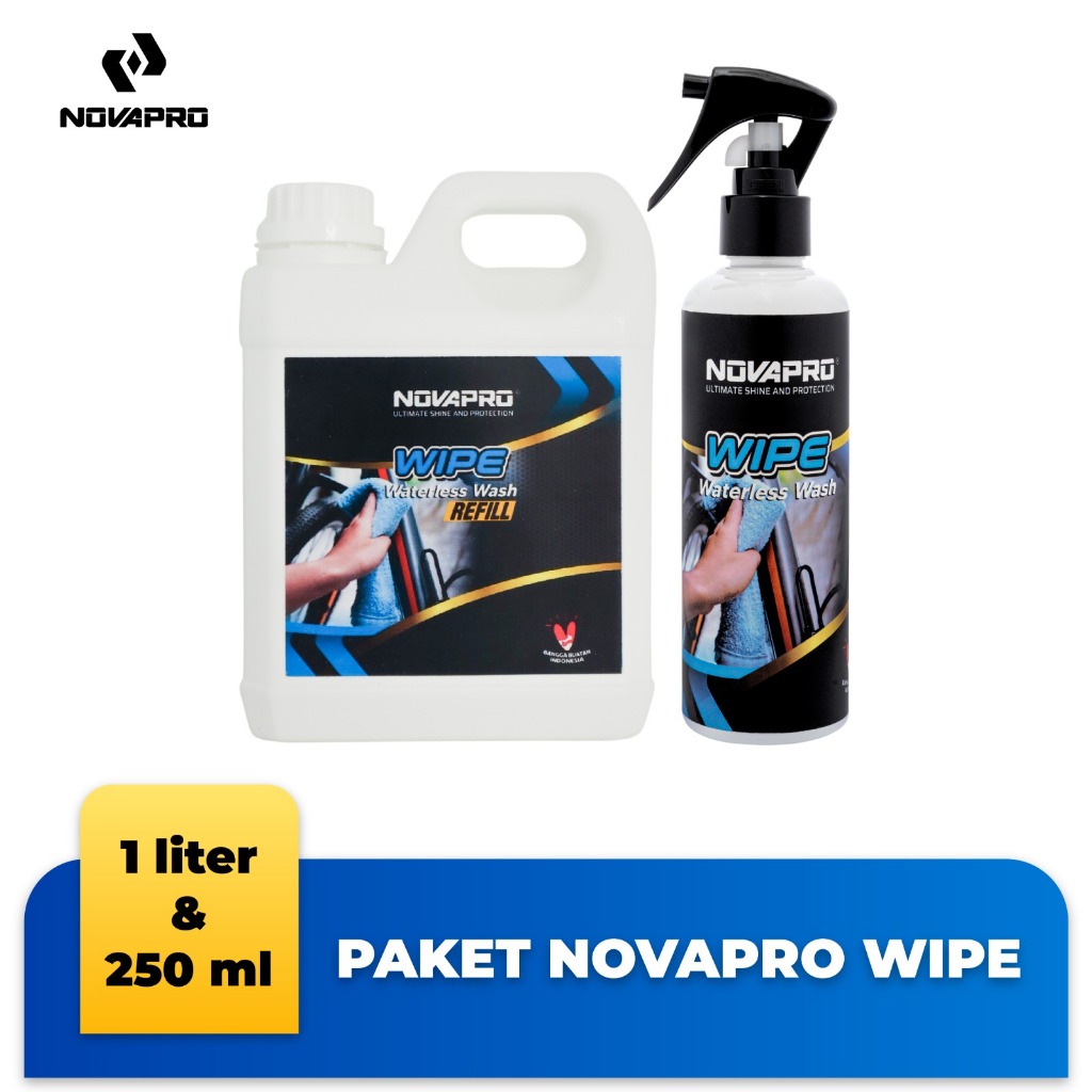 Jual NOVAPRO PAKET WIPE 250 ML dan REFILL 1 LITER Cuci Sepeda Tanpa Air | Shopee Indonesia