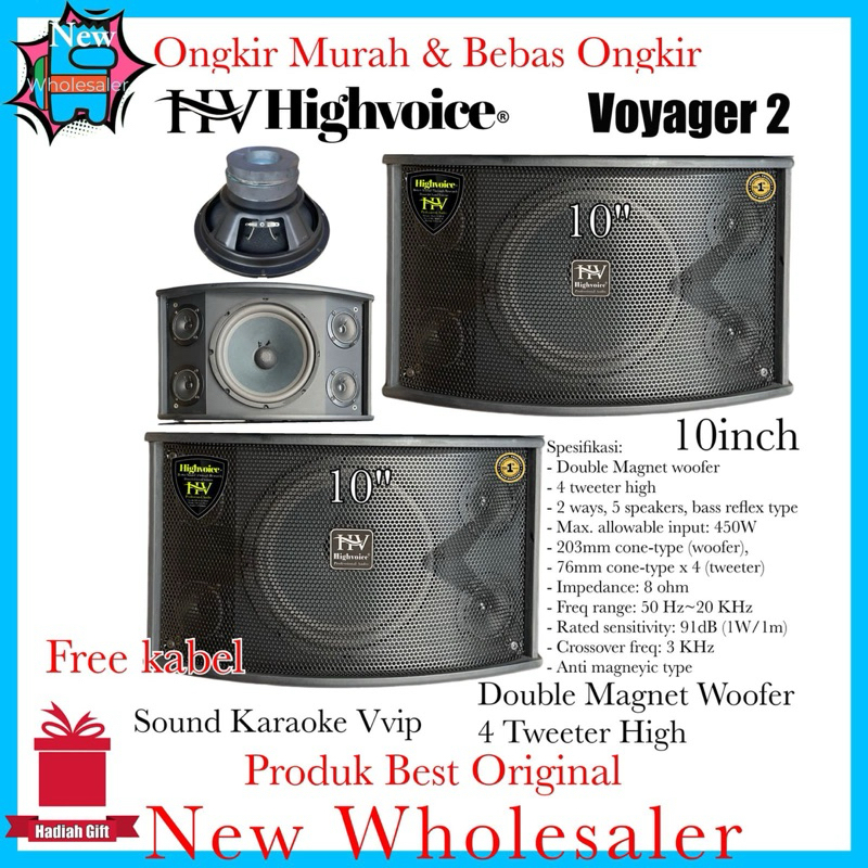 Jual speaker Sound Karaoke 10 inch Double woofer Magnet 4 tweeter Highvoice voyager 2 Original ...
