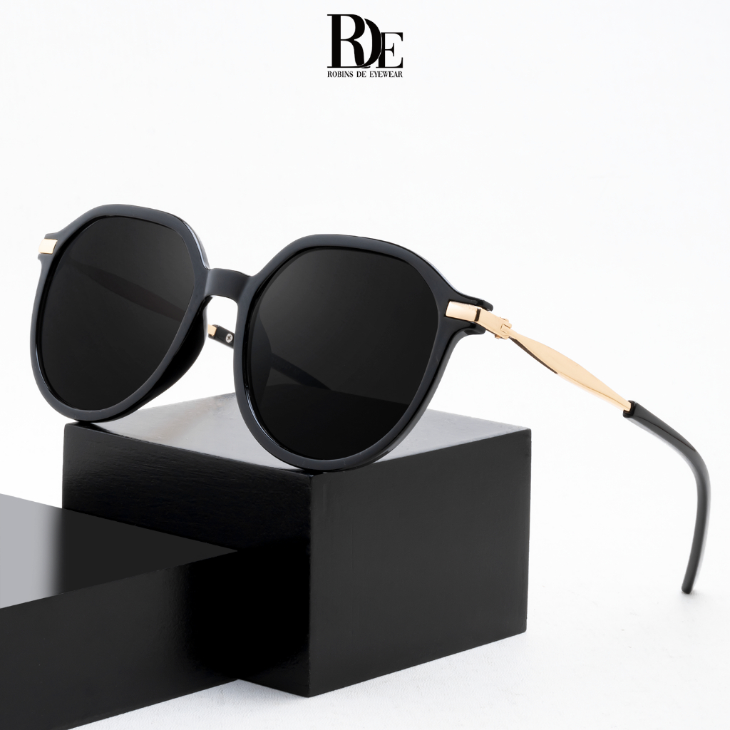 Jual Robins Kacamata Hitam Geometric Metal Pc Anti Radiasi Sunglasses Anti UV400 Fashion Wanita ...