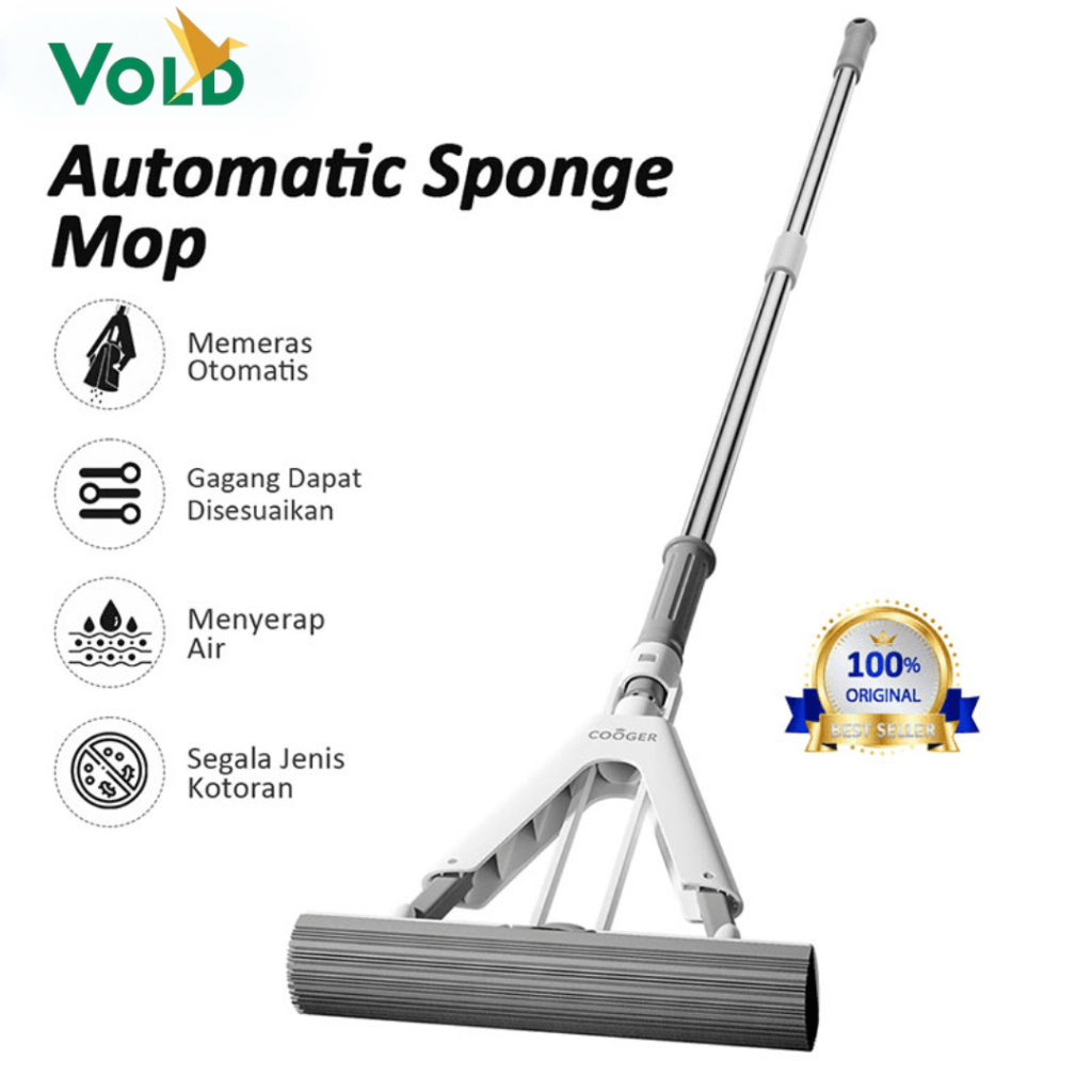 Jual VOLD Alat Pel Lantai Spons Busa Dengan Peras Otomatis Pel Lipat ...