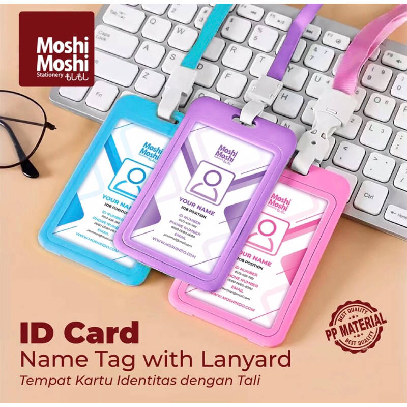 Jual ID Card Moshi Name Tag Holder Tempat Kartu Identitas Akses Tali ...