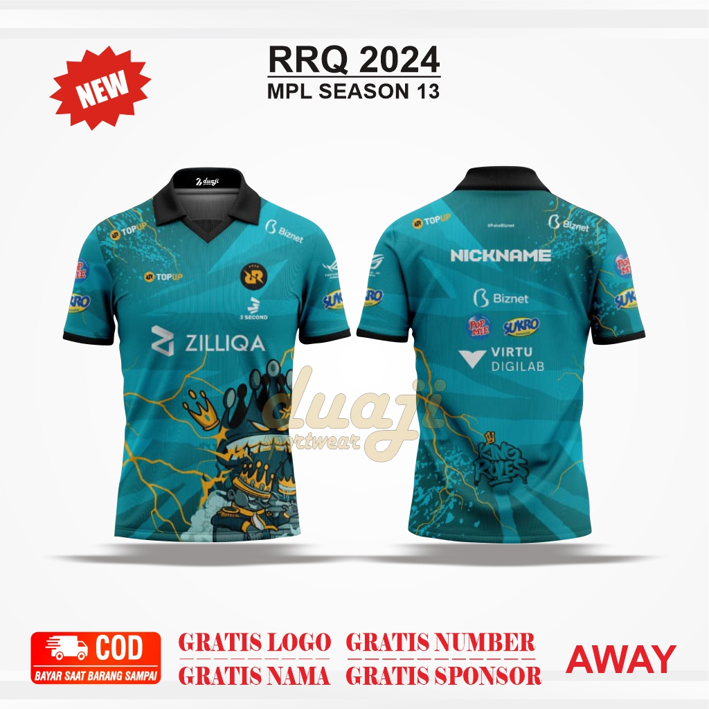Jual BAJU JERSEY RRQ 2024 TERBARU MPL SEASON 13 AWAY PREMIUM READY SIZE ...