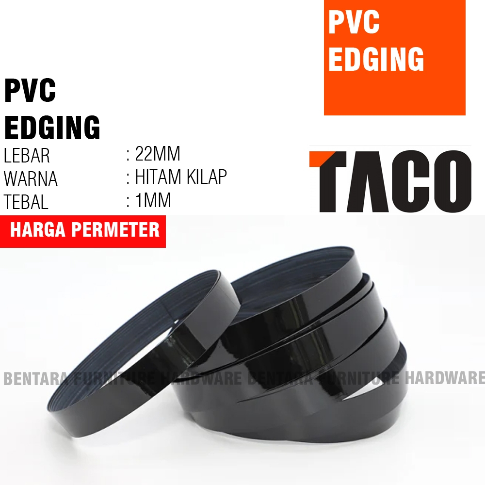 Jual TACO TH-03G PVC EDGING 1/22 HITAM KILAP BLACK GLOSS 1MM / 22MM ...