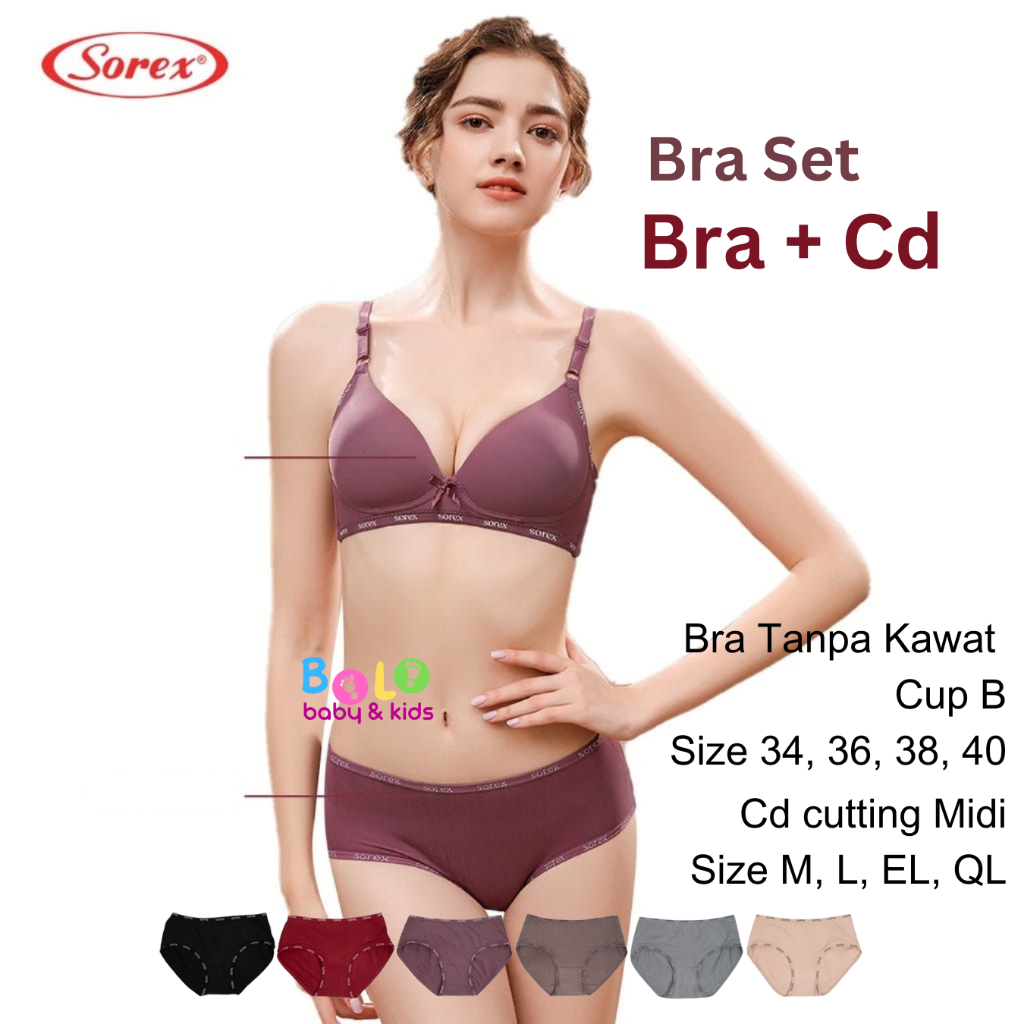 Jual SOREX Bra Set Super Soft Tanpa Kawat ( BRA + CD ) | Shopee Indonesia