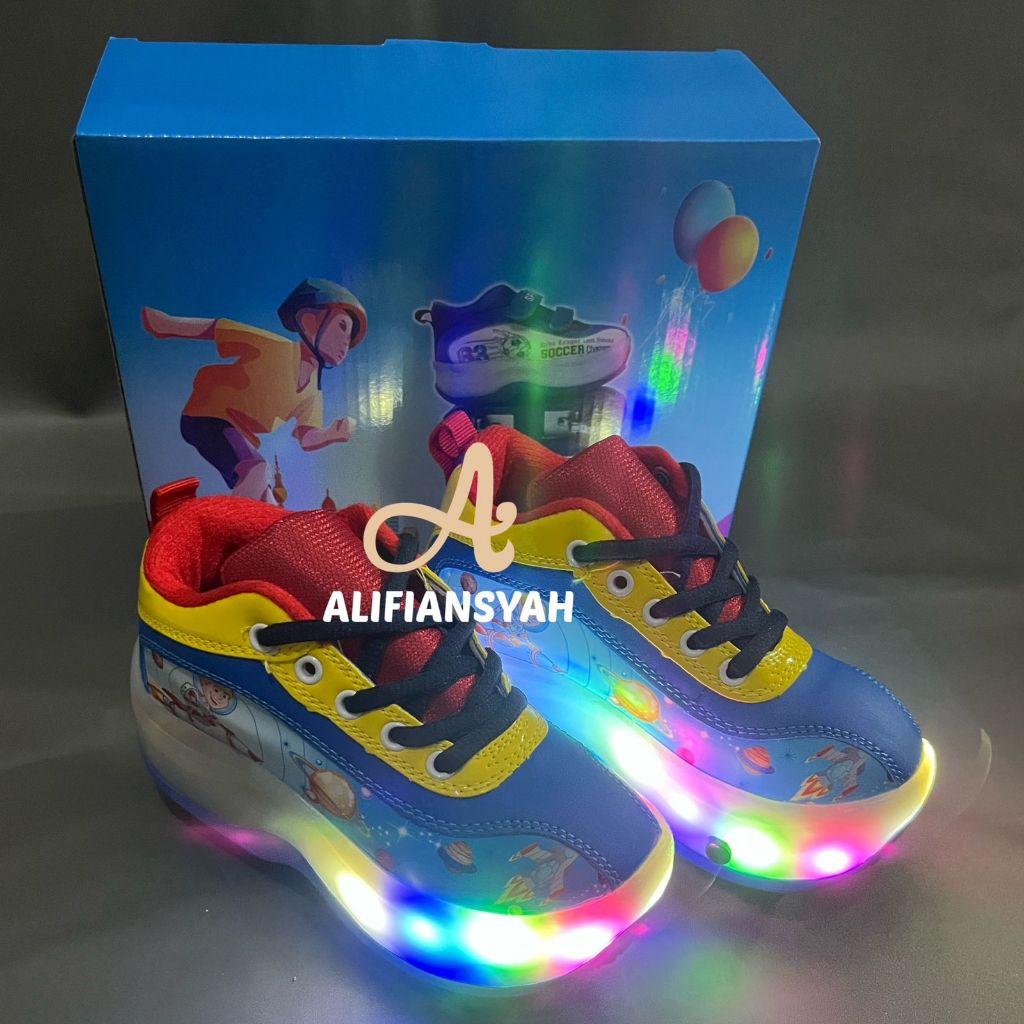 Jual Sepatu Roda Anak Roda 4 Model Mobil Pemula Full Menyala Sepatu ...