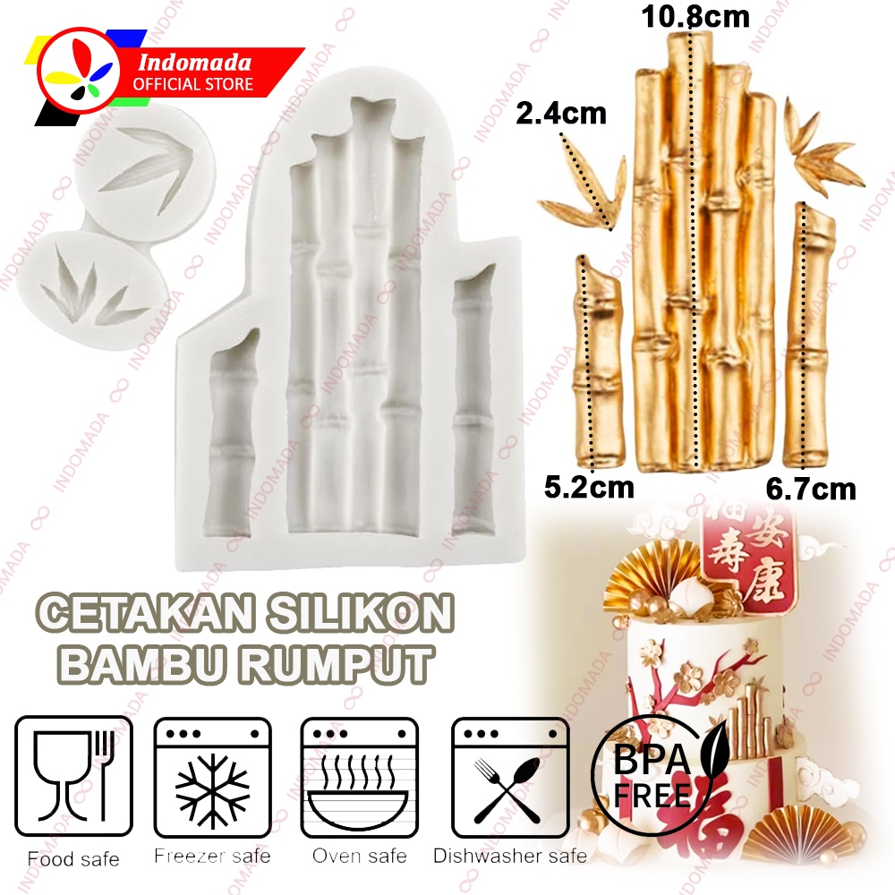 Jual Indomada Cetakan Fondant Silikon Bambu Besar Daun DIY Silicone ...
