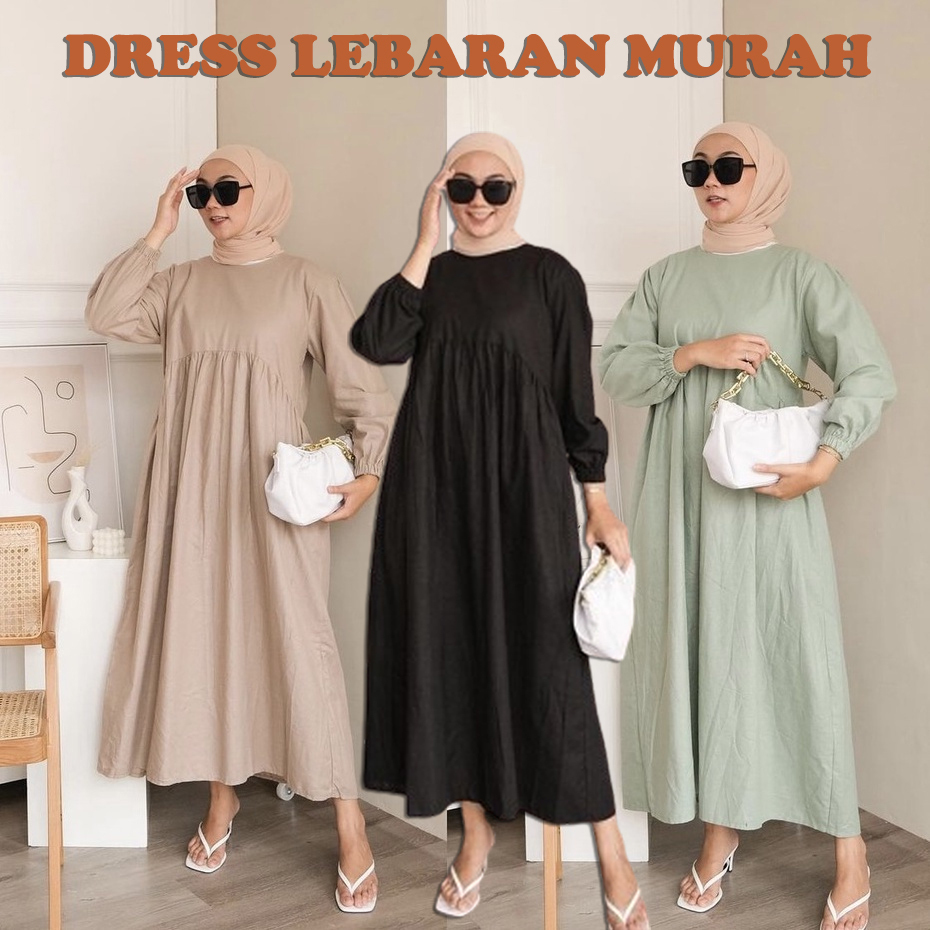 Jual SALE - DRESS LEBARAN MURAH | LUCIU MIDI DRESS WANITA MUSLIM LENGAN ...