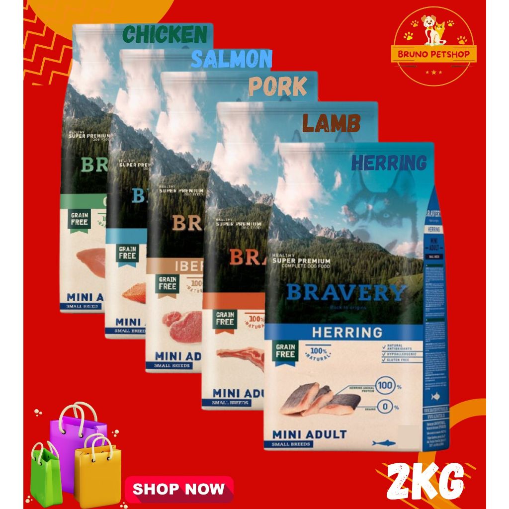 Jual Bravery Dog Mini Adult 2Kg - Chicken / Salmon / Iberian Pork ...