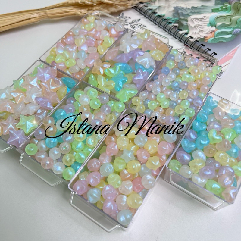 Jual Manik Mote Shimmer Glitter / Manik Jelly Glowing bintang kupu love ...