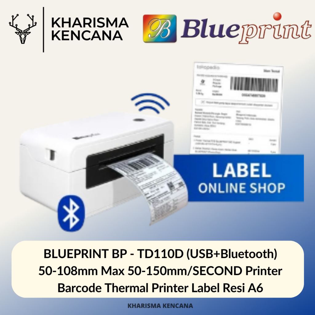 Jual BLUEPRINT BP - TD110D (USB+Bluetooth) 50-108mm Max 50-150mm/SECOND Printer Barcode Thermal ...