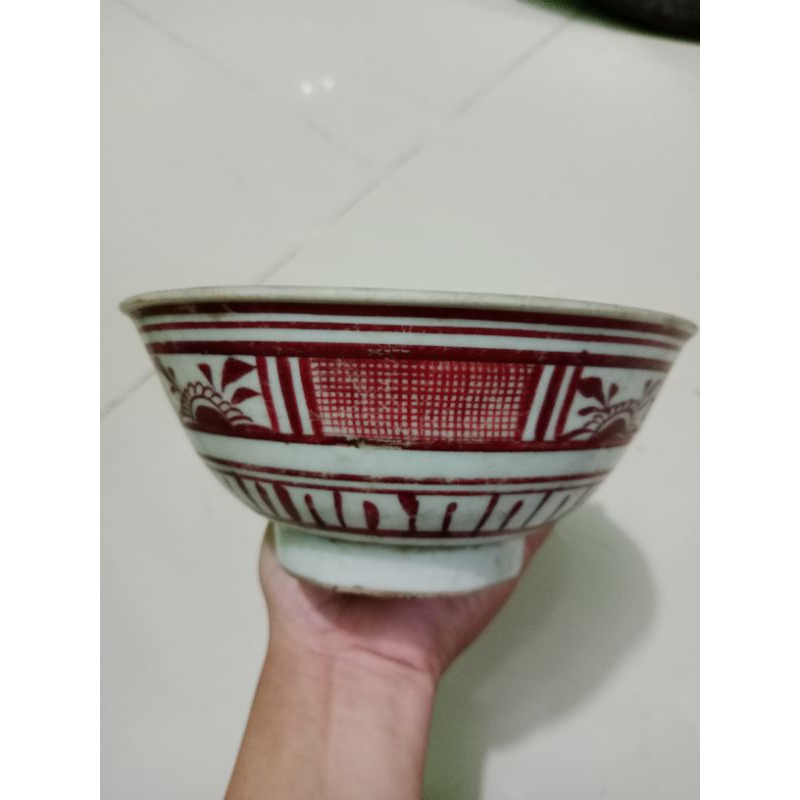 Jual Mangkok merah dayak.Mangkok kuno Ming merah porselen dia 16cm ...