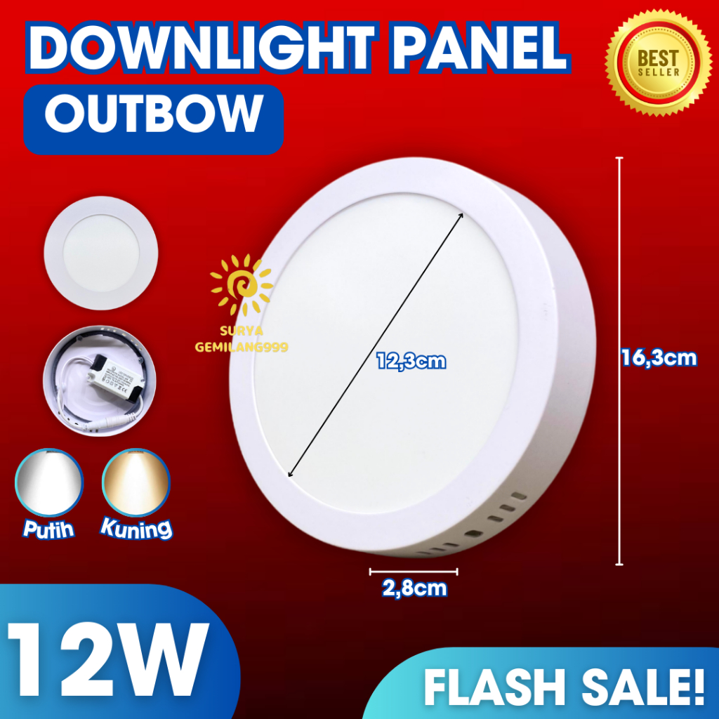 Jual Lampu Downlight LED Panel OB Bulat 12W Outbow 12 W Round 12 Watt | Shopee Indonesia
