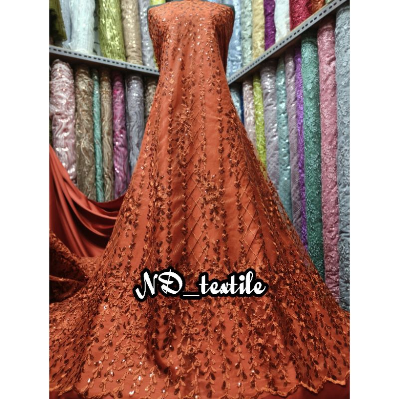 Jual Kain Tile Elisab/Tile Payet Spangel YD/Payet Sequin/Bahan Kebaya ...