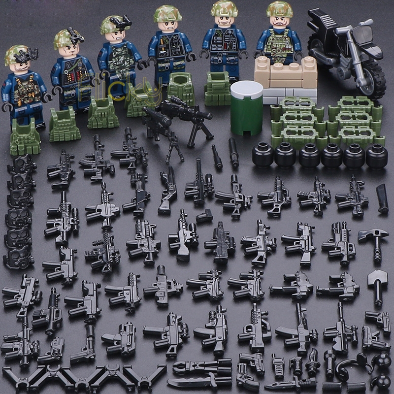 Jual Mainan Minifigure Military Swat Team Guns WW2 Building Blocks ...