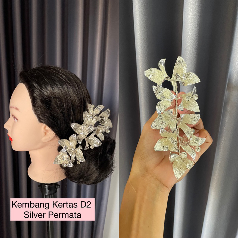 Jual semanggi bali kembang kertas silver deret 2 hiasan sanggul hairdo ...