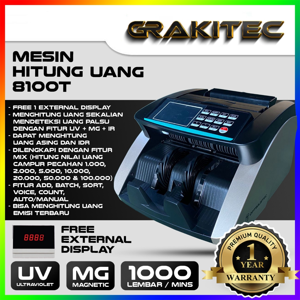 Jual Mesin Penghitung Uang 8100T - Alat Hitung Uang Money Counter SBY ...