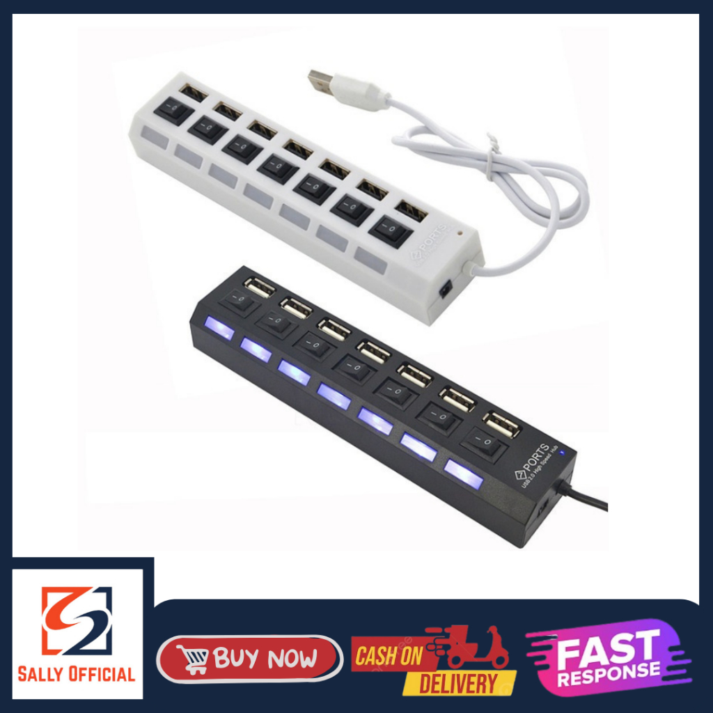 Jual USB Hub 7 Port Output On Off USB 2.0 Saklar Lampu 7 Port | Shopee Indonesia