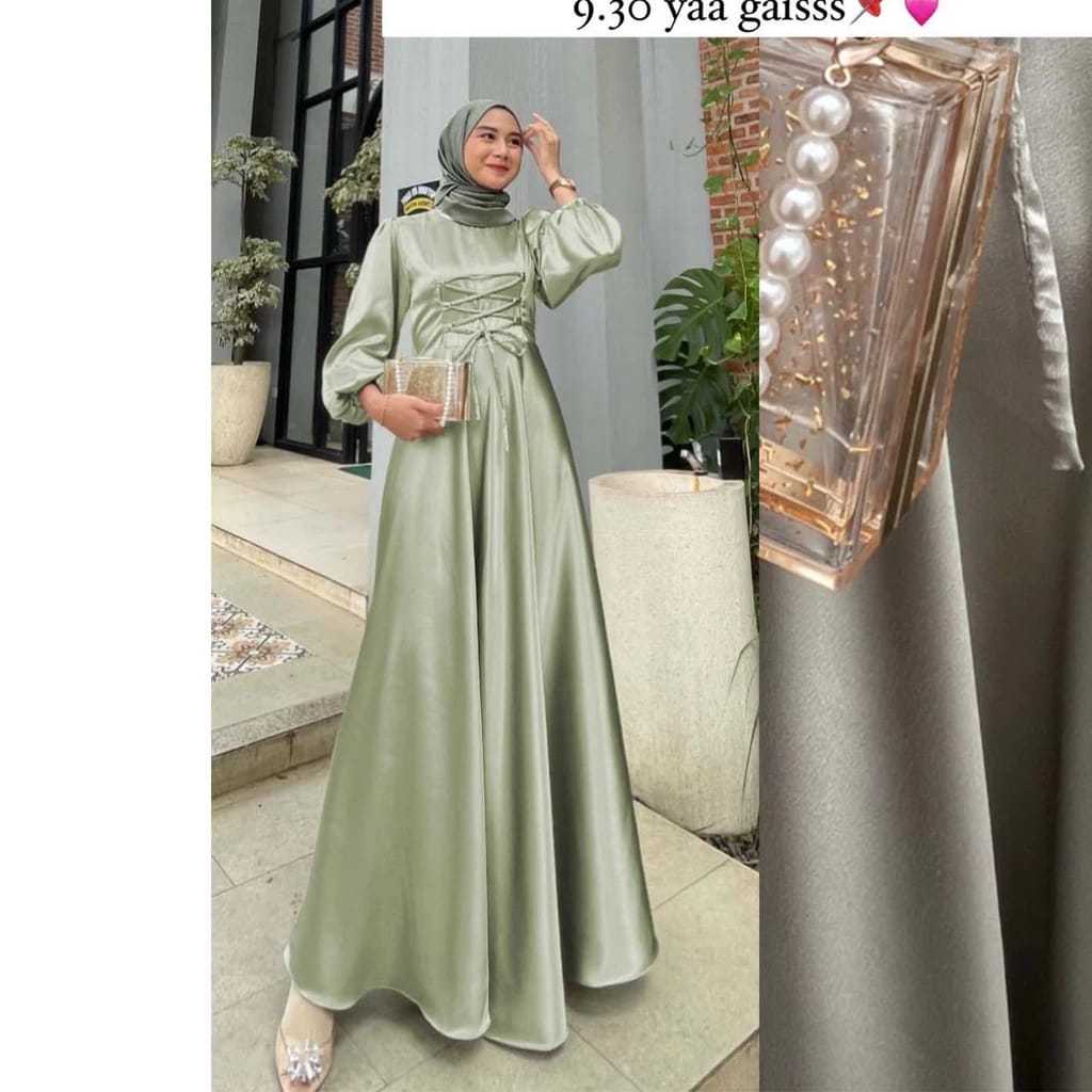 Jual Aurora dress - Gamis satin princess bridesmaid polos murah - Gaun ...