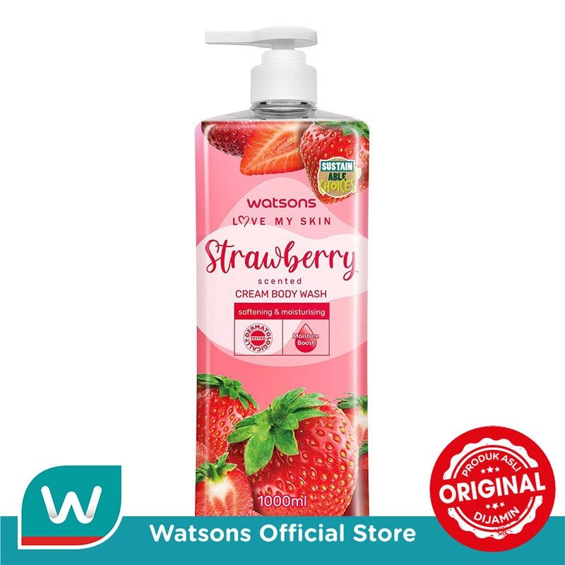 Jual Watsons Strawberry Scented Cream Body Wash 1000 ml | Shopee Indonesia