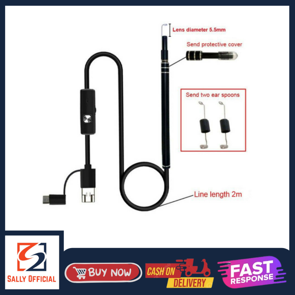 Jual Pembersih Telinga Dengan Kamera Endoscope Earpick 3 in 1 Mini ...