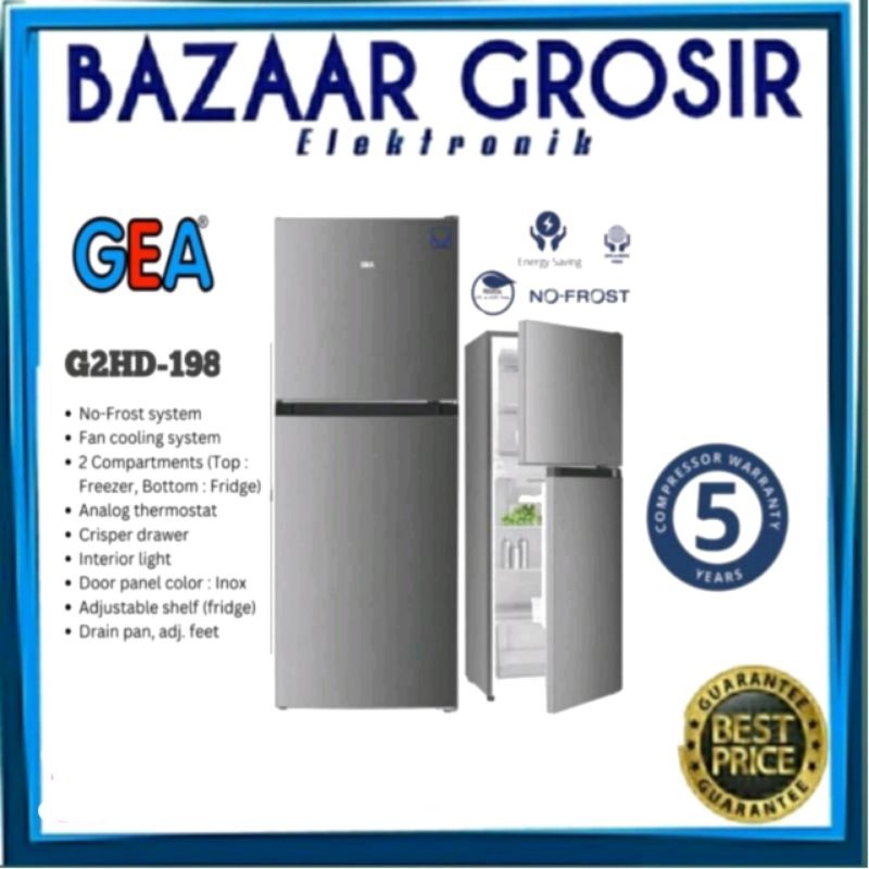 Jual KULKAS GEA 2 PINTU G2HD 198 / G2HD198 TOP MOUNT FRIDGE FREEZER ...