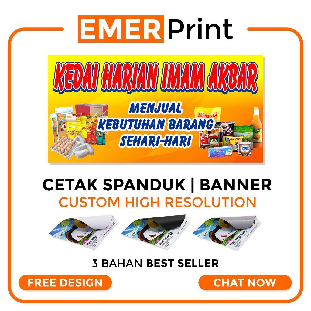 Jual CETAK CUSTOM SPANDUK | BANNER | BALIHO - KEDAI HARIAN - HIGH ...