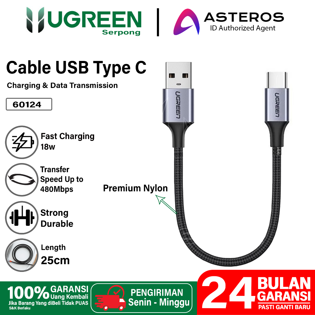 Jual UGREEN Kabel Data PowerBank Kabel Pendek Type C, Micro USB 20cm ...