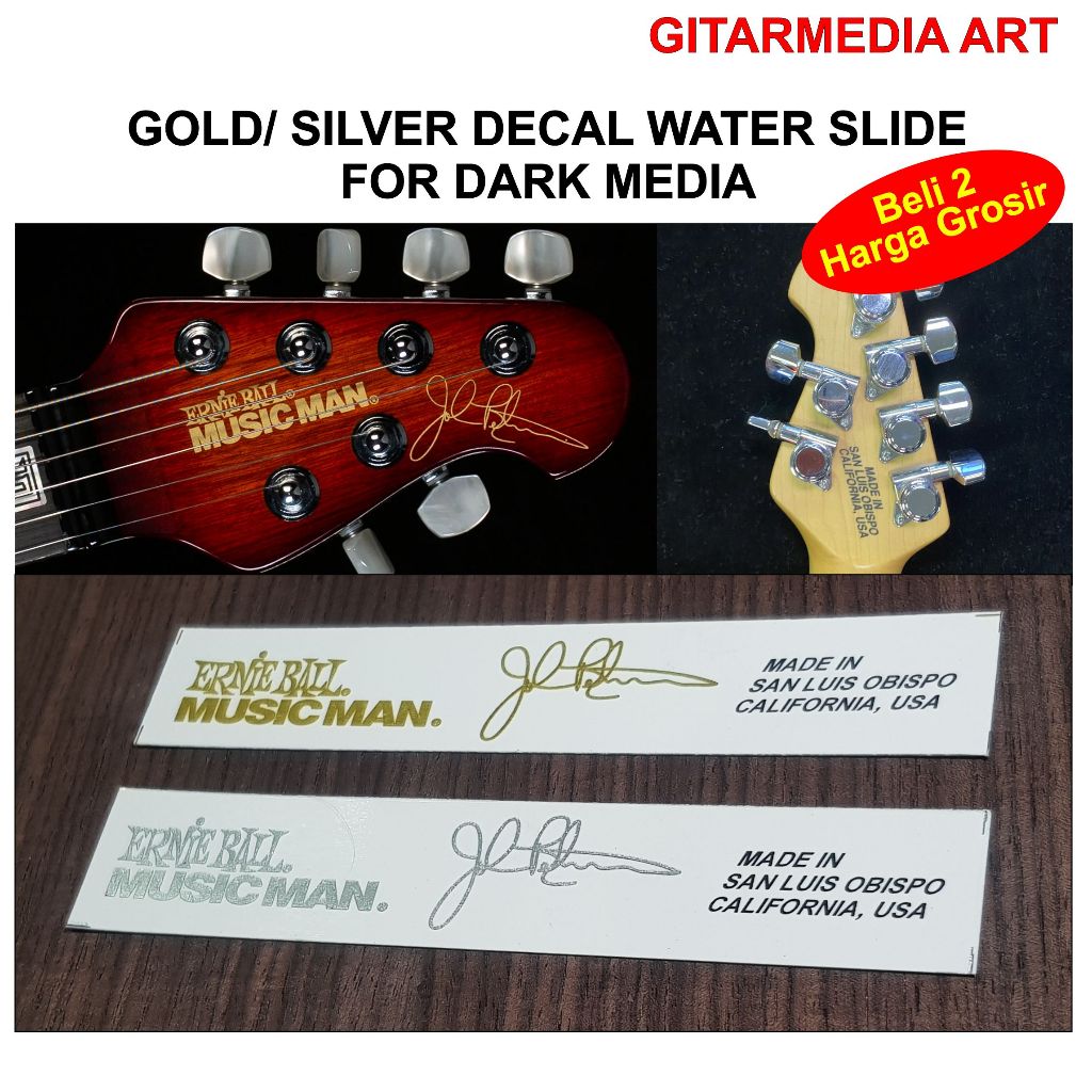Jual Decal logo headstock musicman Jhon Petrucci Signatured Ernie Ball ...