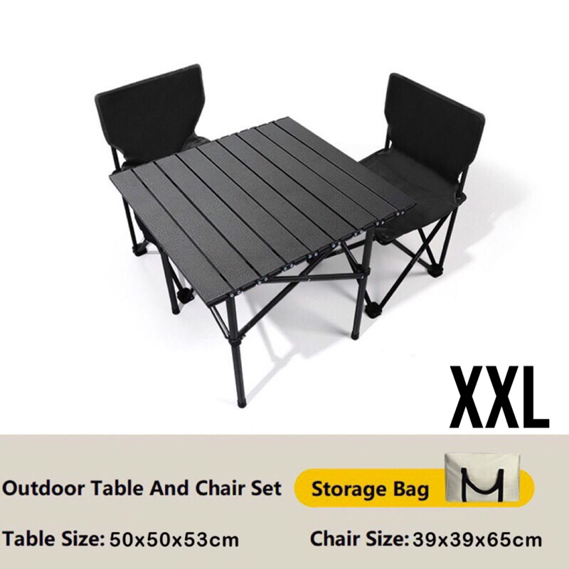 Jual Kursi Lipat 1 set 2 Kursi 1 Meja Lipat Outdoor Indoor Warna Hitam ...