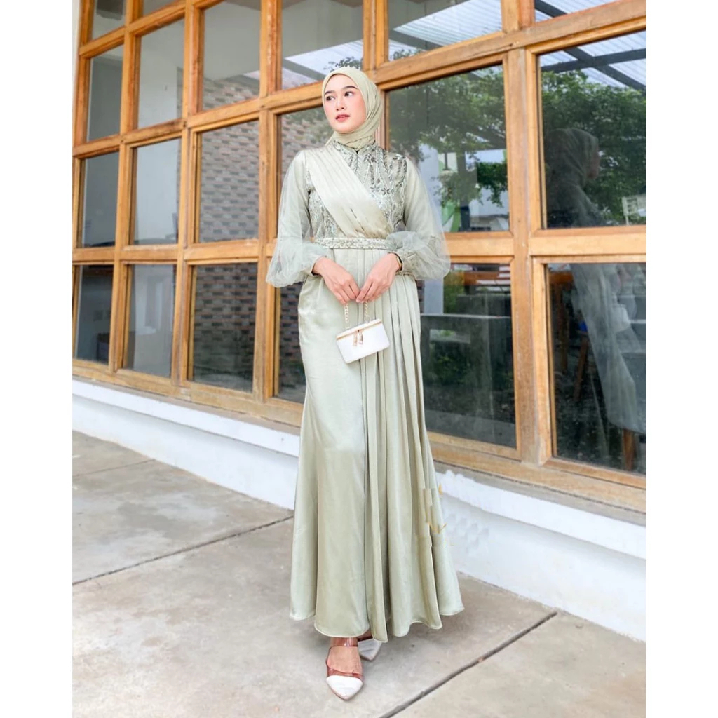 Jual [ TERMURAH!!! ] ADEVA DRESS BROKAT KOMBINASI | FASHION MUSLIM WANITA | GAMIS ADEEVA ...