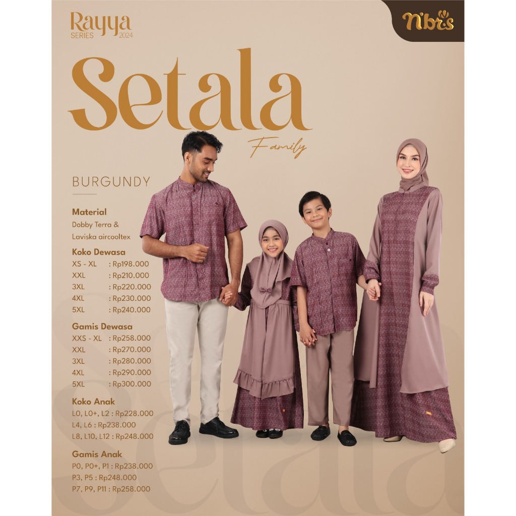 Jual SARIMBIT SETALA BURGUNDY BY RAYYA SERIES 2024 NIBRAS || SERAGAM KELUARGA HARI RAYA TERBARU ...