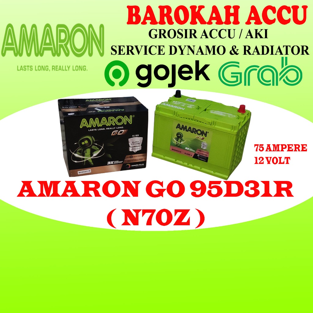 Jual AKI MOBIL AMARON GO 95D31R / N70Z , 75 AH | Shopee Indonesia