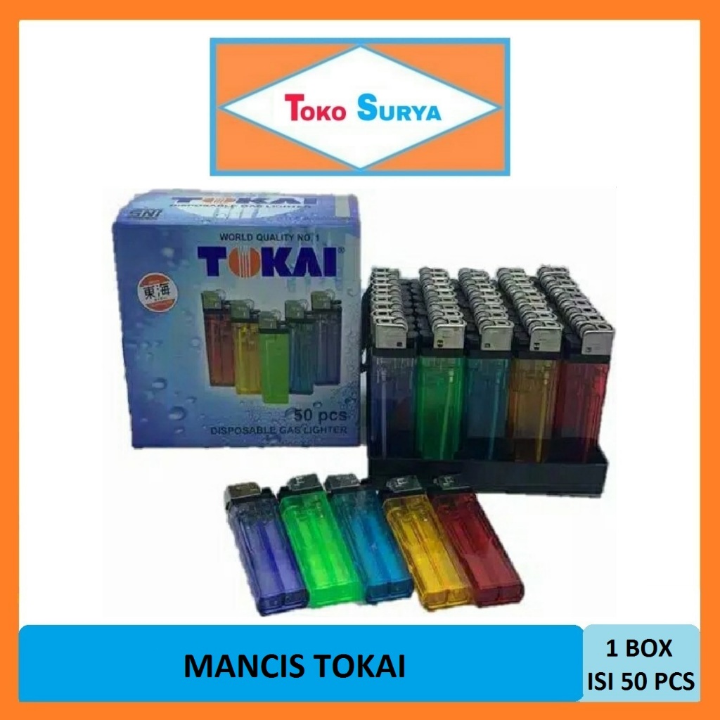 Jual Mancis Tokai Pemantik Api Murah Korek Api Gas 1 Box Isi 50 Pcs ...