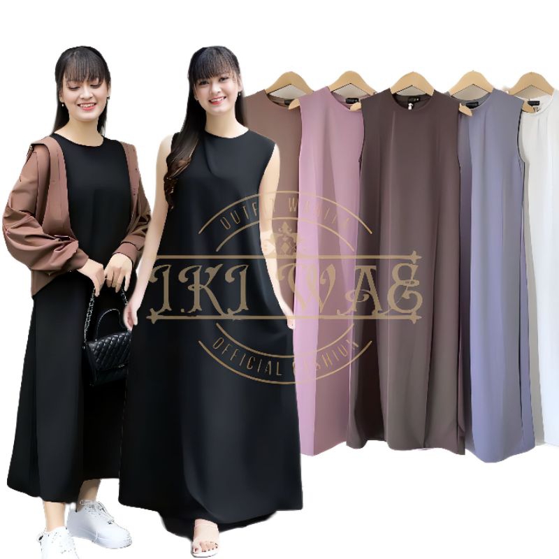 Jual Dress Jumbo Tanpa Lengan Rayon Twill Gamis Span Busui (Inner Span ...