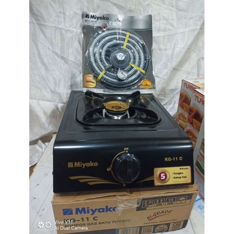 Jual Kompor gas Miyako 1 tungku KG-11C merk Miyako Satu set selang miyako Batam | Shopee Indonesia