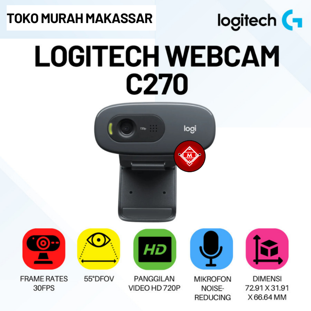 Jual WEBCAM LOGITECH C270 HD720/30 FPS / WEBCAM C270 LOGITECH ...