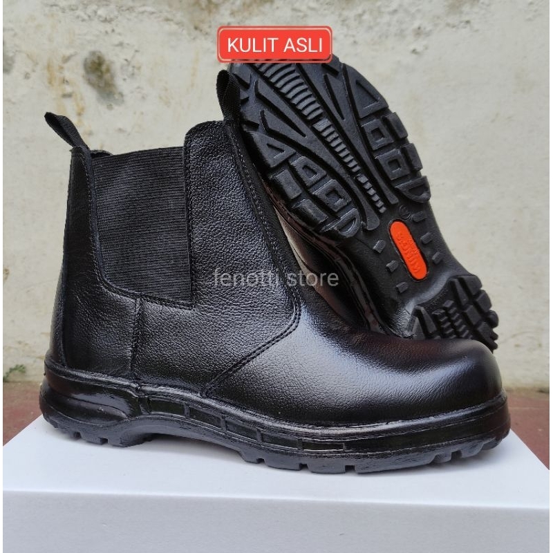 Jual sepatu safety kulit sapi asli safety king ujung besi sepatu kerja ...